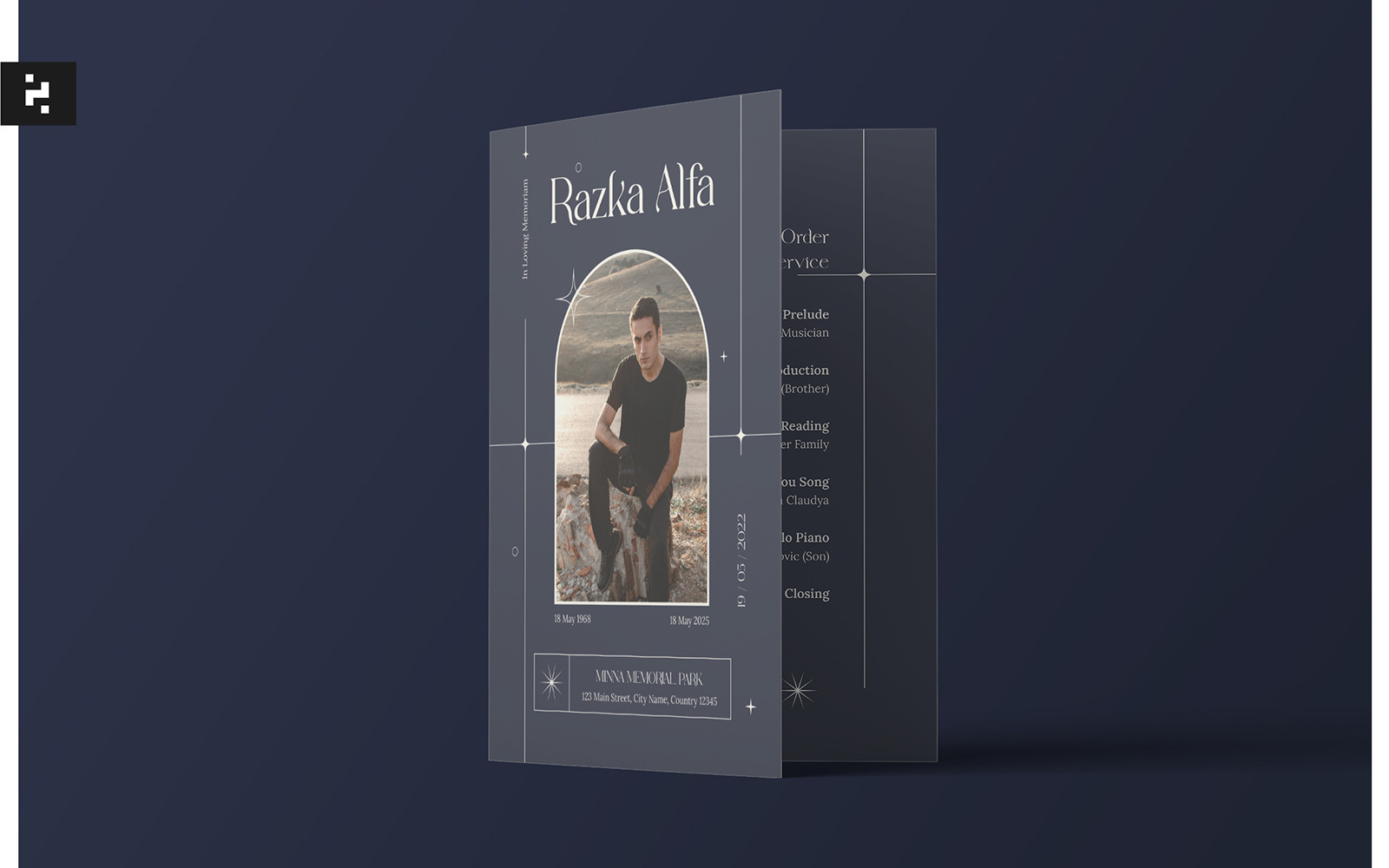 Classic Elegant Funeral Program Template - TemplateMonster