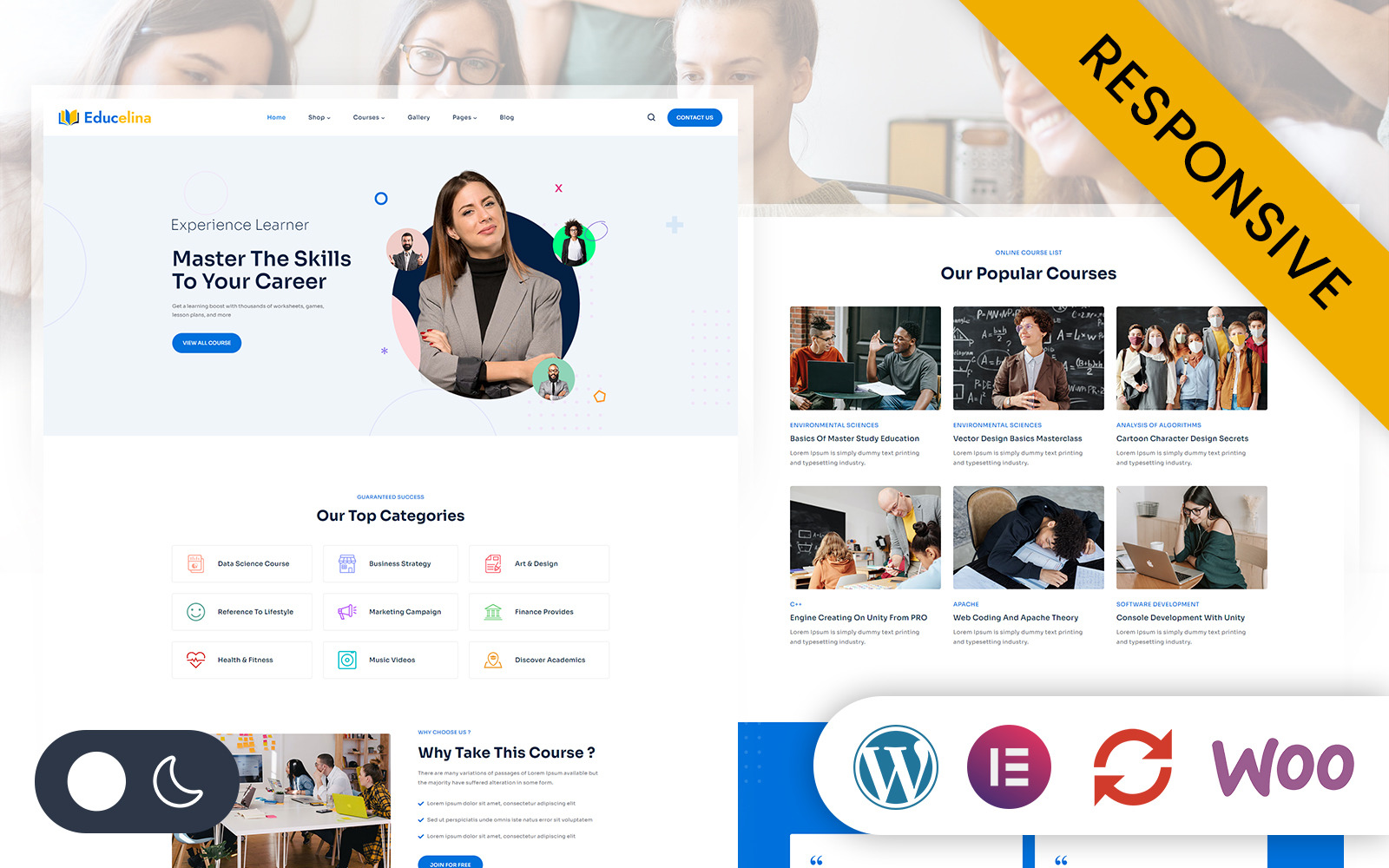 Educelina - Online Learning Courses Elementor Wordpress Responsive Theme
