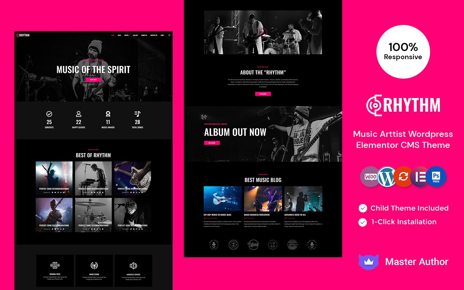 Rhythm - Music and Band WordPress Elementor Theme