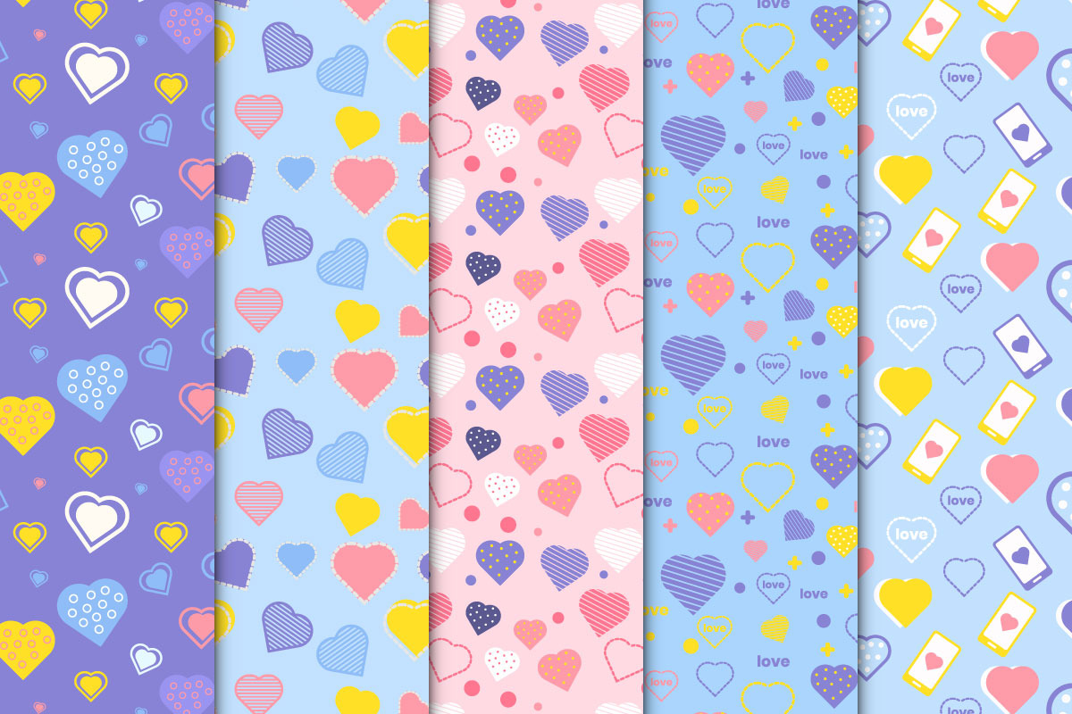 Seamless love pattern set vector design - TemplateMonster