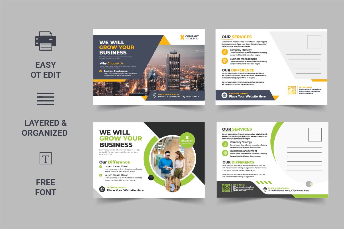 Minimal Corporate Postcard Template Design Design Template Layout
