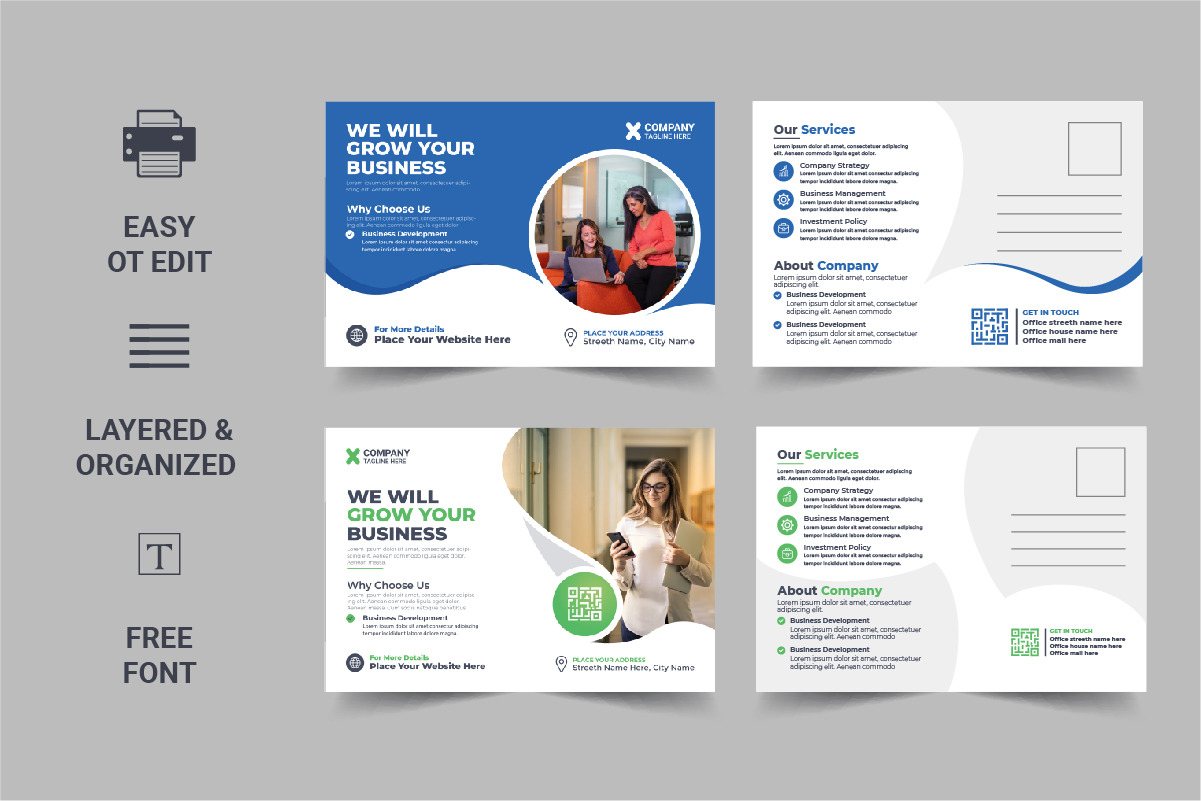 Minimal Modern Postcard Template Design Template Layout