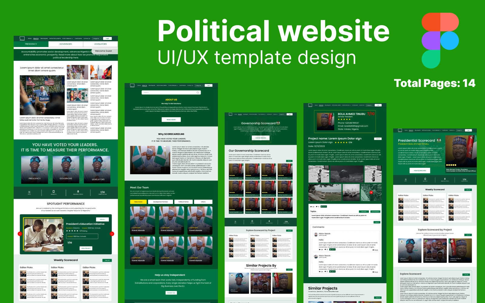 Scorecard – Political Party Template for Figma File with Mobile Responsive