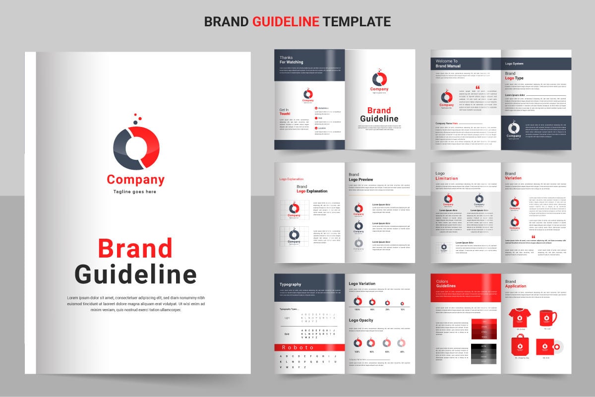 Brand Guidelines template. Brand Identity presentation. Logo Guide Book ...