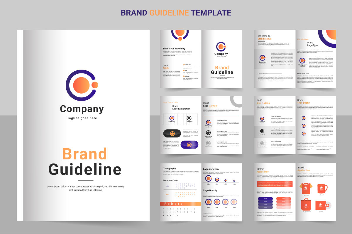 Brand Guidelines template. Brand Identity presentation. Logo Guide Book ...