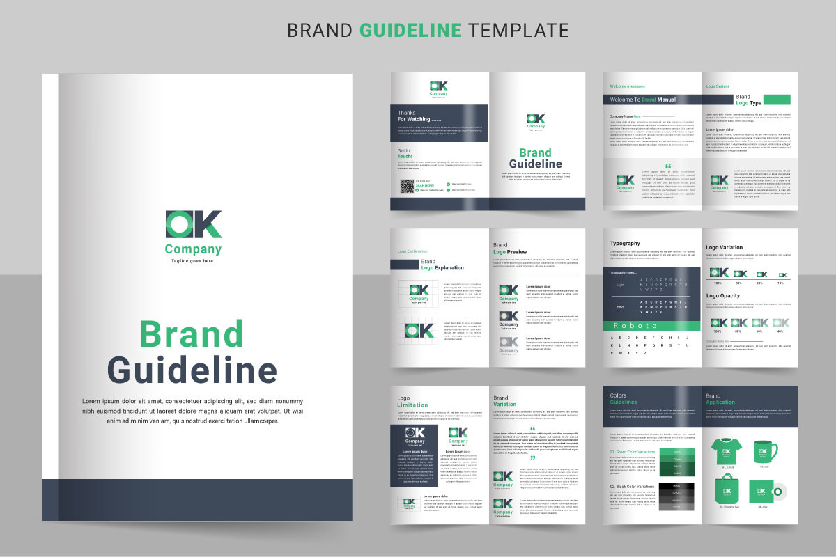 Brand Guidelines template. Brand Identity presentation. Logo Guideline ...