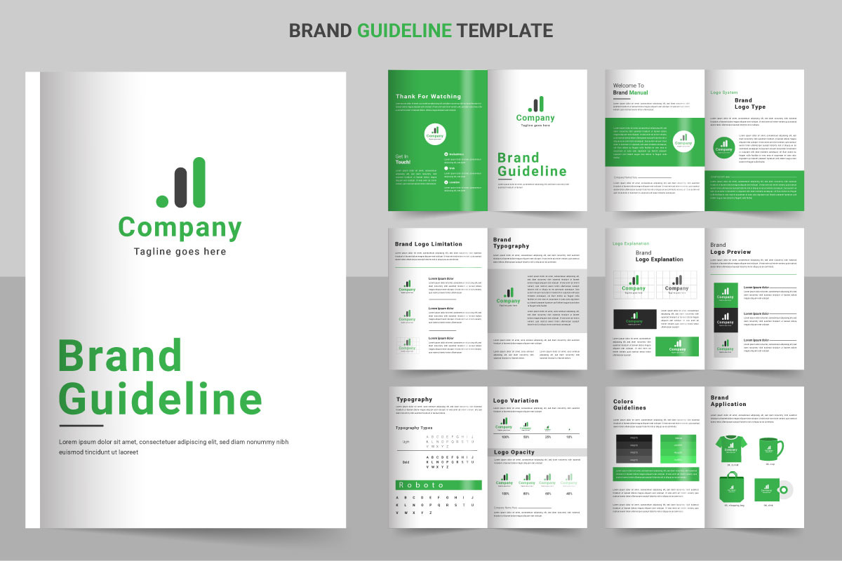 Brand Guidelines template. Brand Identity presentation. Logo Guideline ...