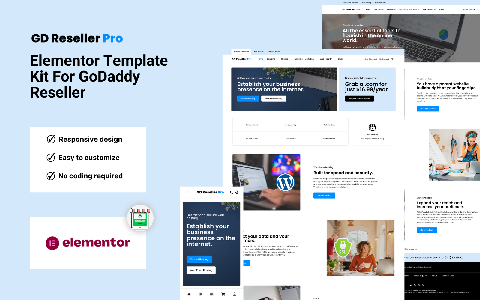 GD Reseller Pro - WordPress Elementor Pro Template Kit For GoDaddy ...
