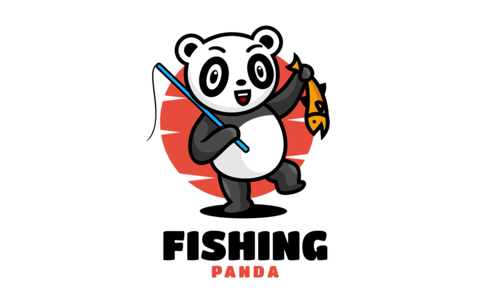 Panda Fishing Cartoon Logo #334052 - TemplateMonster