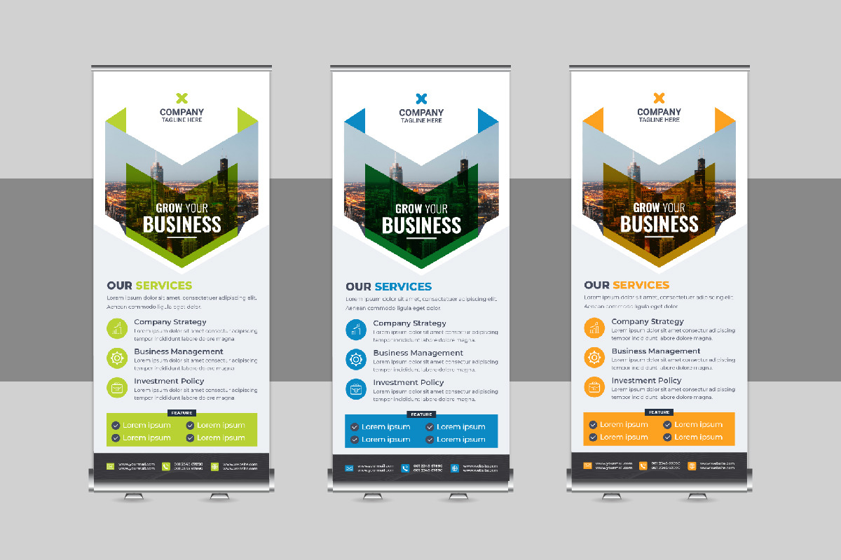 Corporate Roll Up Banner, X Banner, Standee, Pull Up Design Template Layout