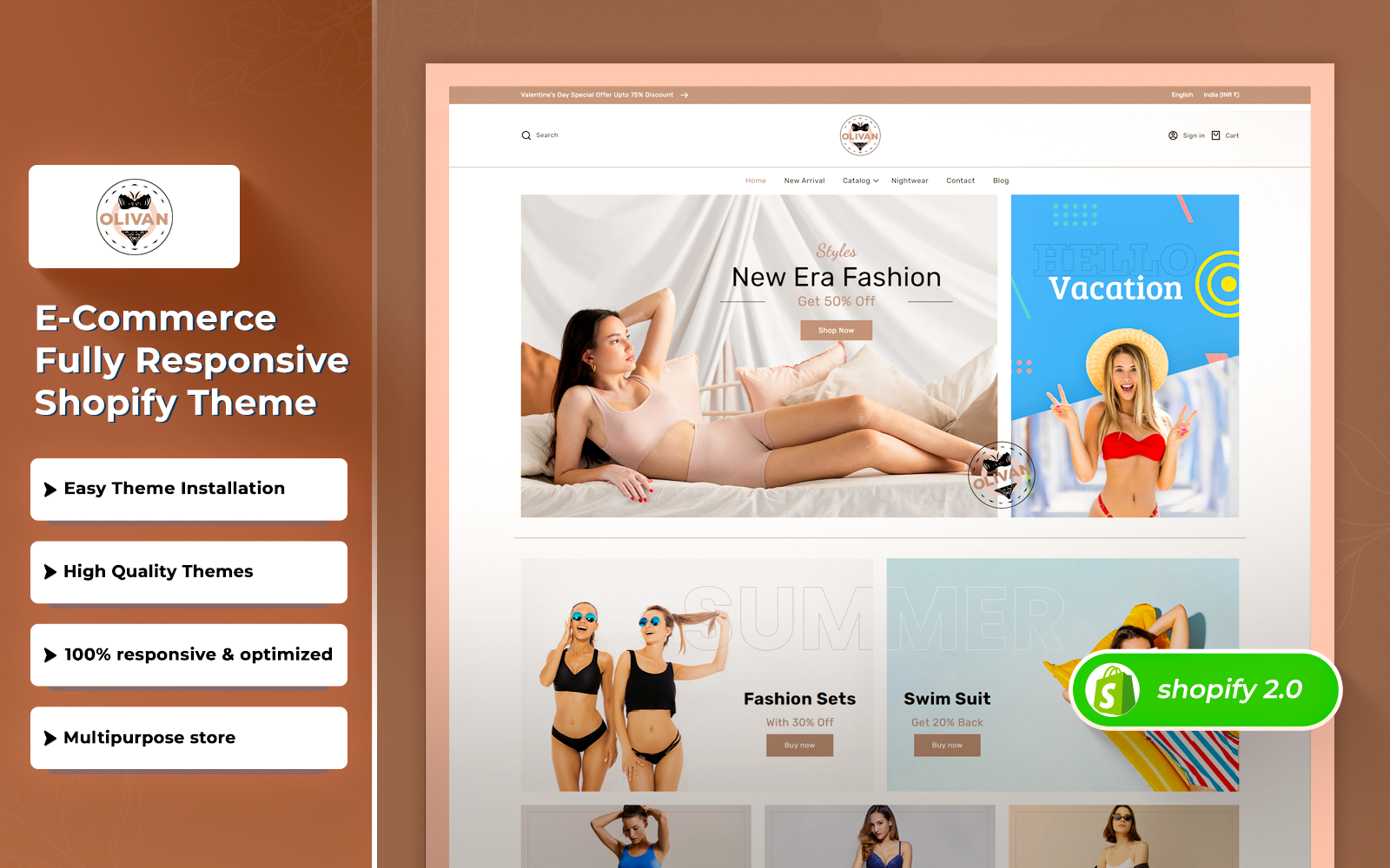 Olivan - Lingerie Underwear Responsive Shopify 2.0 Theme