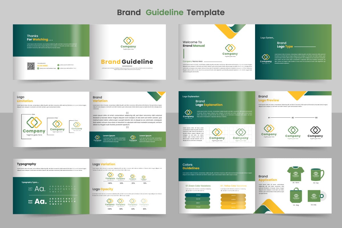 Corporate brand Guidelines template. Brand Identity Logo Guide Book ...