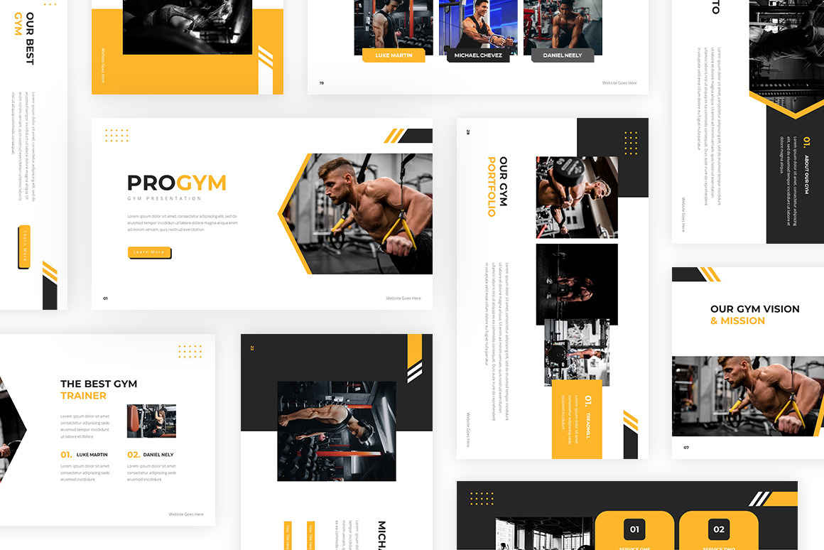 Plantilla Powerpoint Gimnasio Progym - TemplateMonster