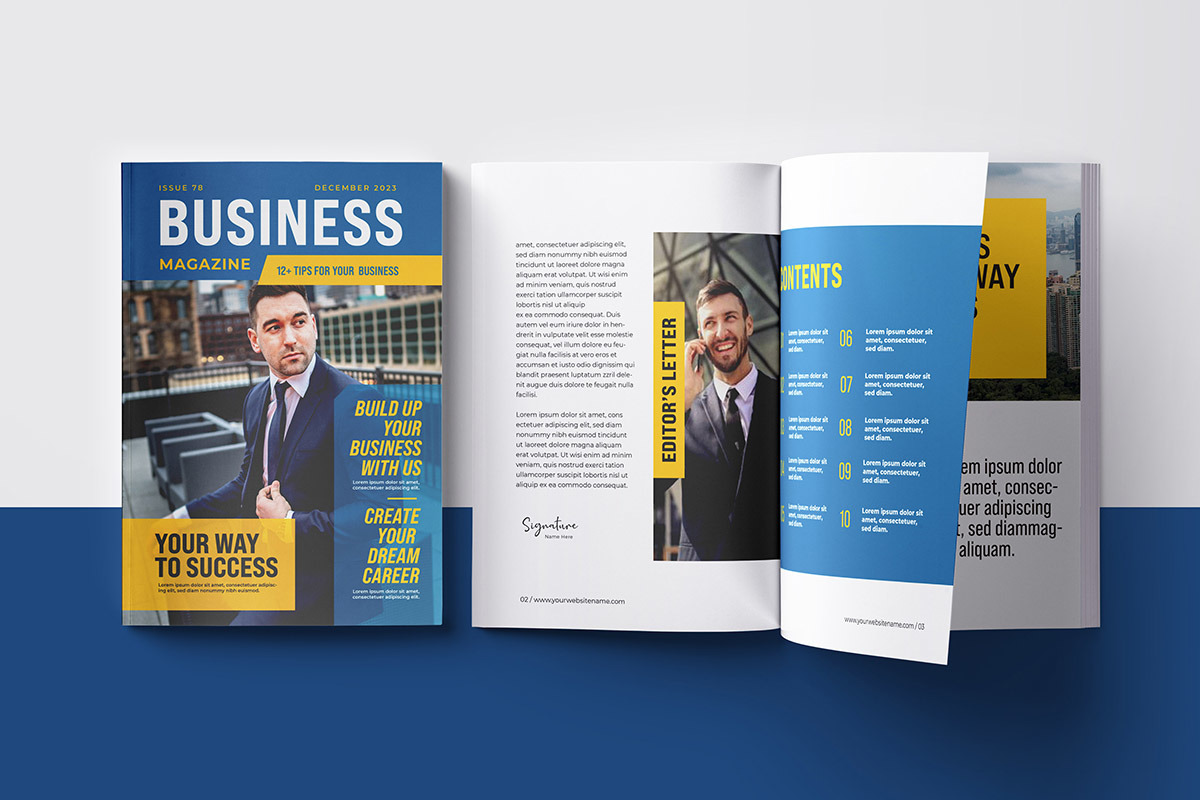 Business Magazine Layout Design #335890 - TemplateMonster