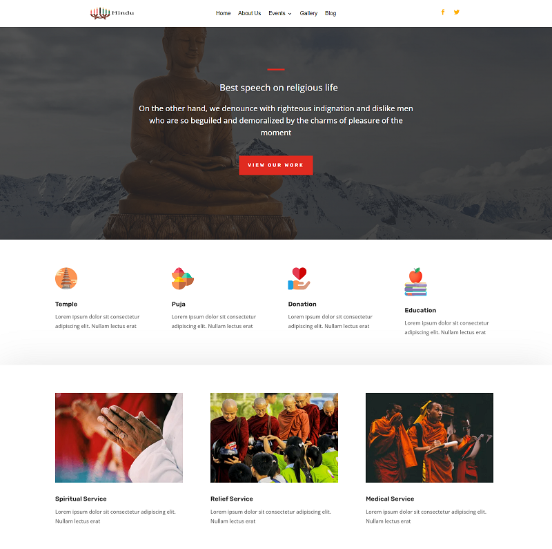 Hindu Religious Church Temple Wordpress Theme