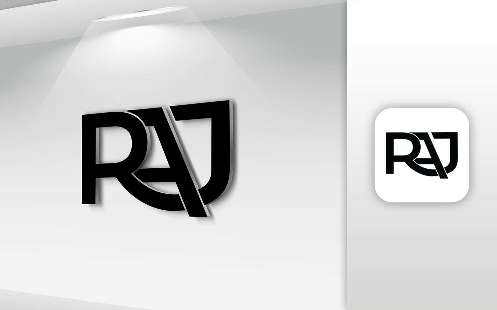 RAJ Name Letter Logo Design - Brand Identity