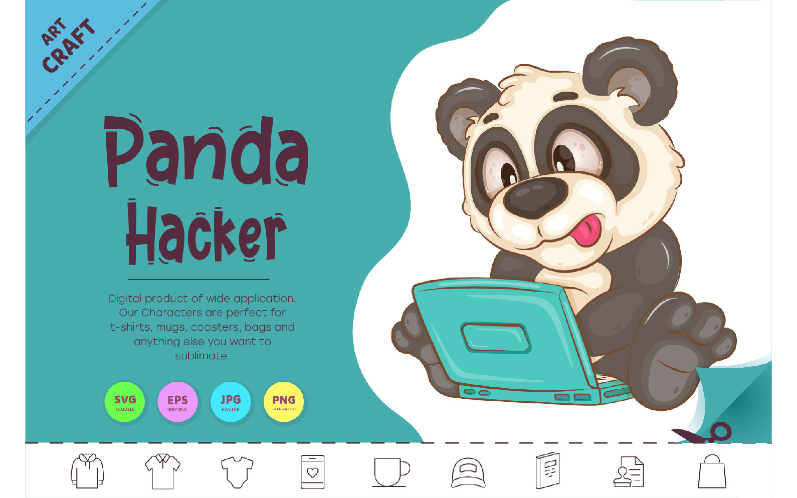 Cartoon Panda Hacker. Clipart. #336529 - TemplateMonster