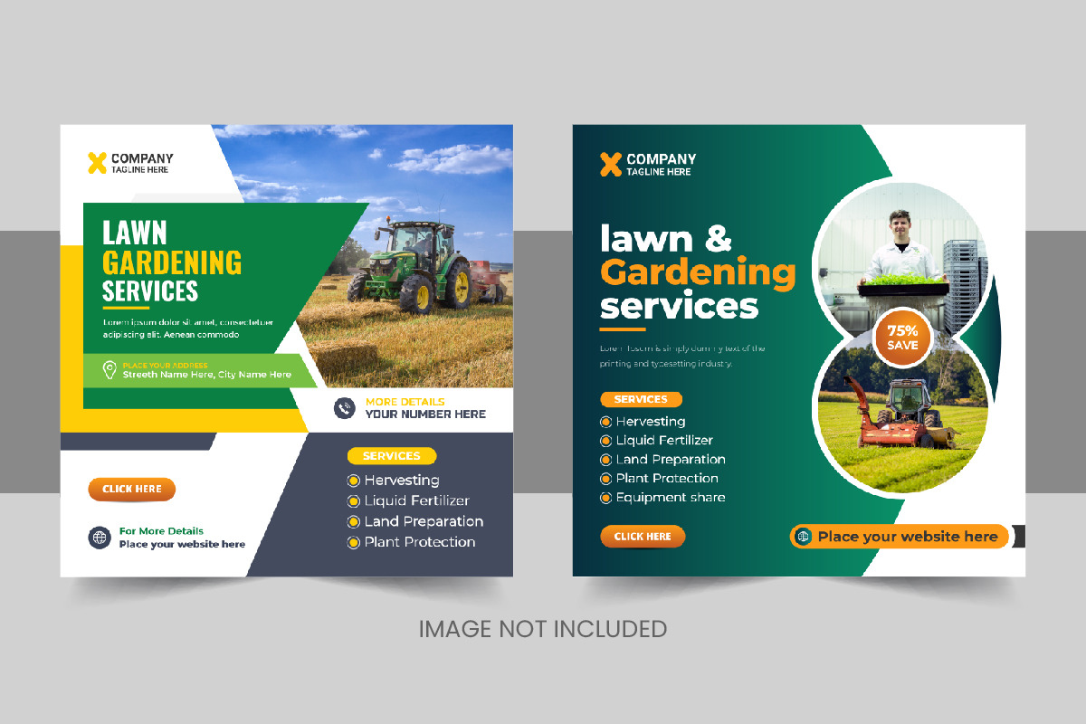 Creative organic agriculture farming services social media post or lawn ...
