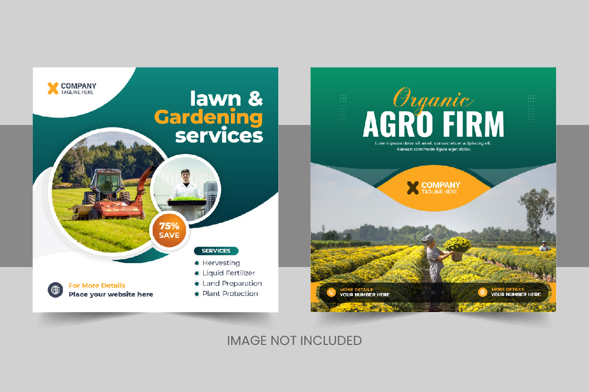 Creative organic agriculture farming services social media post or lawn ...