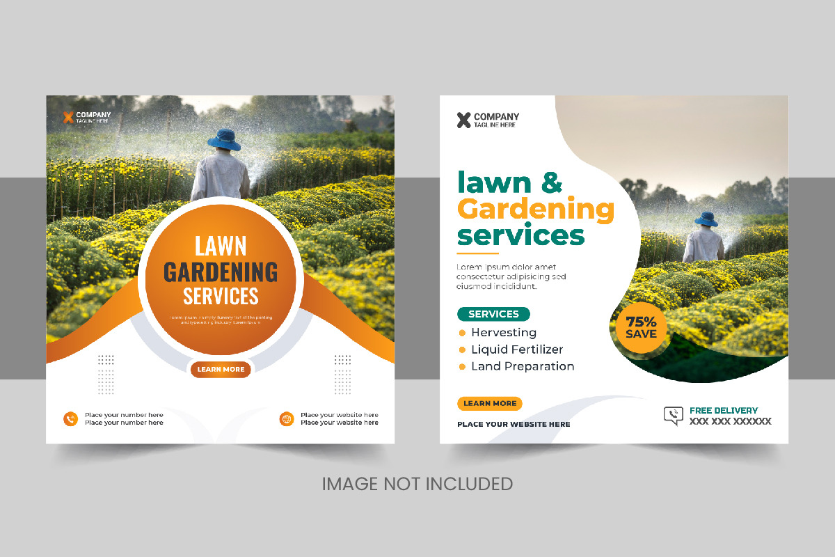 Modern agriculture farming services social media post or lawn care ...