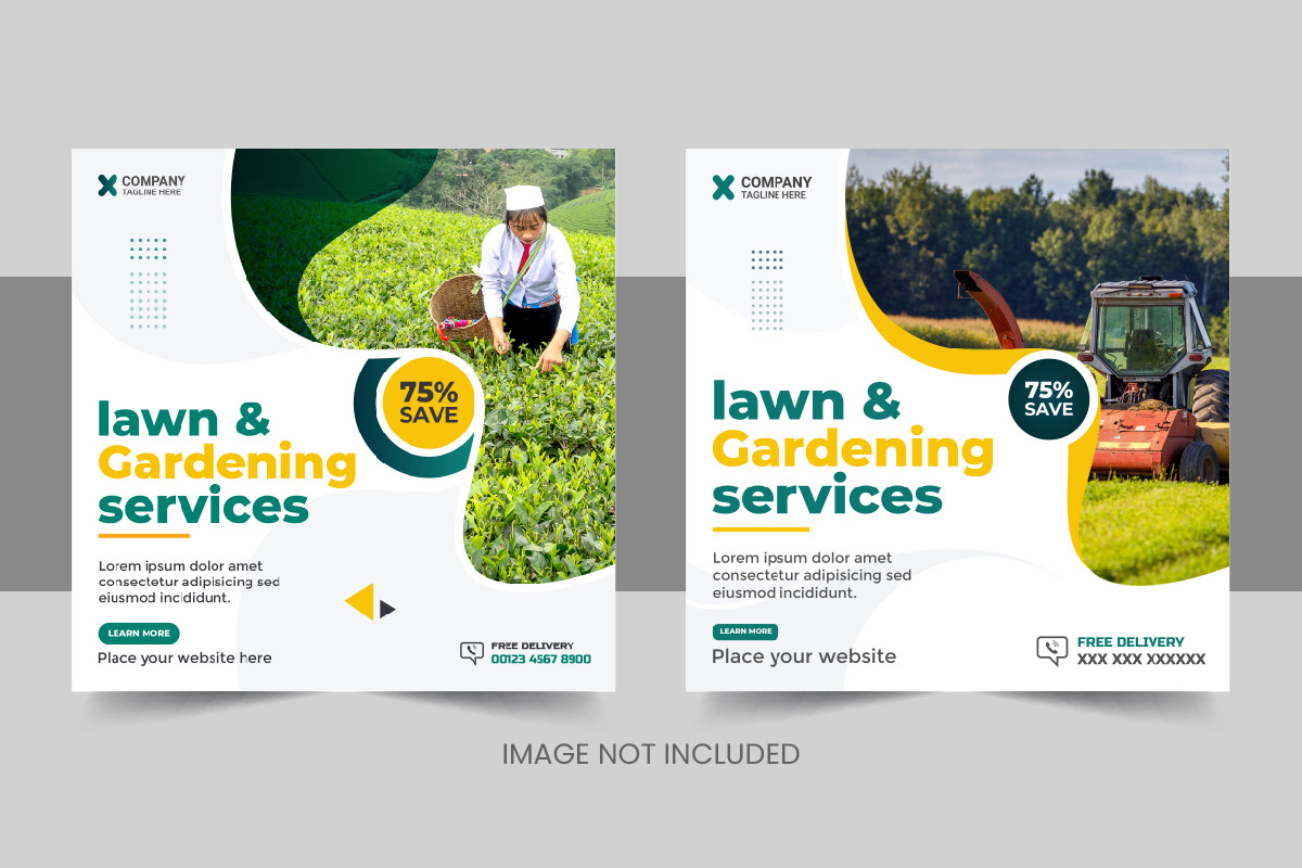Modern organic agriculture farming services social media post or lawn ...