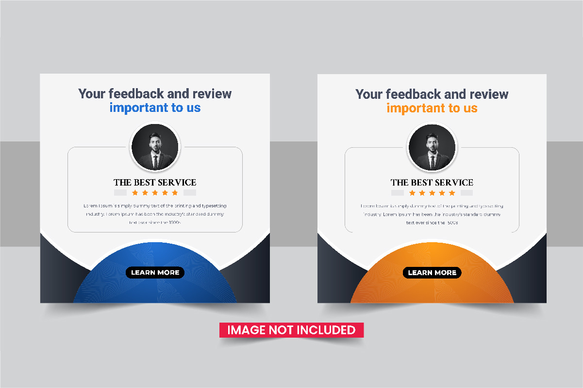 Modern customer feedback social media post template design Layout set