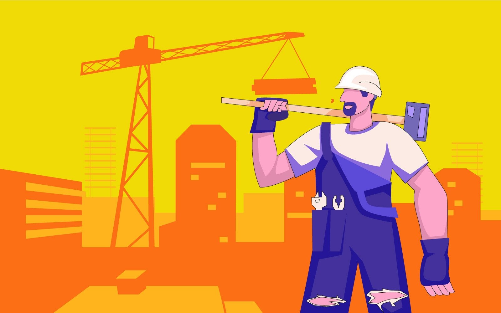 Construction Worker Vector Illustration Concept