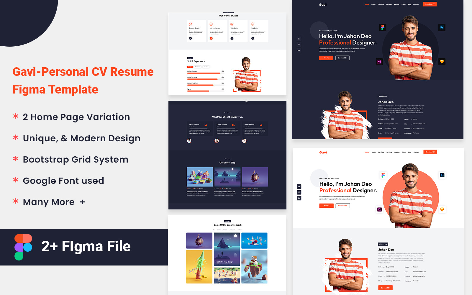 Gavi-Personal CV Resume Figma Template - TemplateMonster