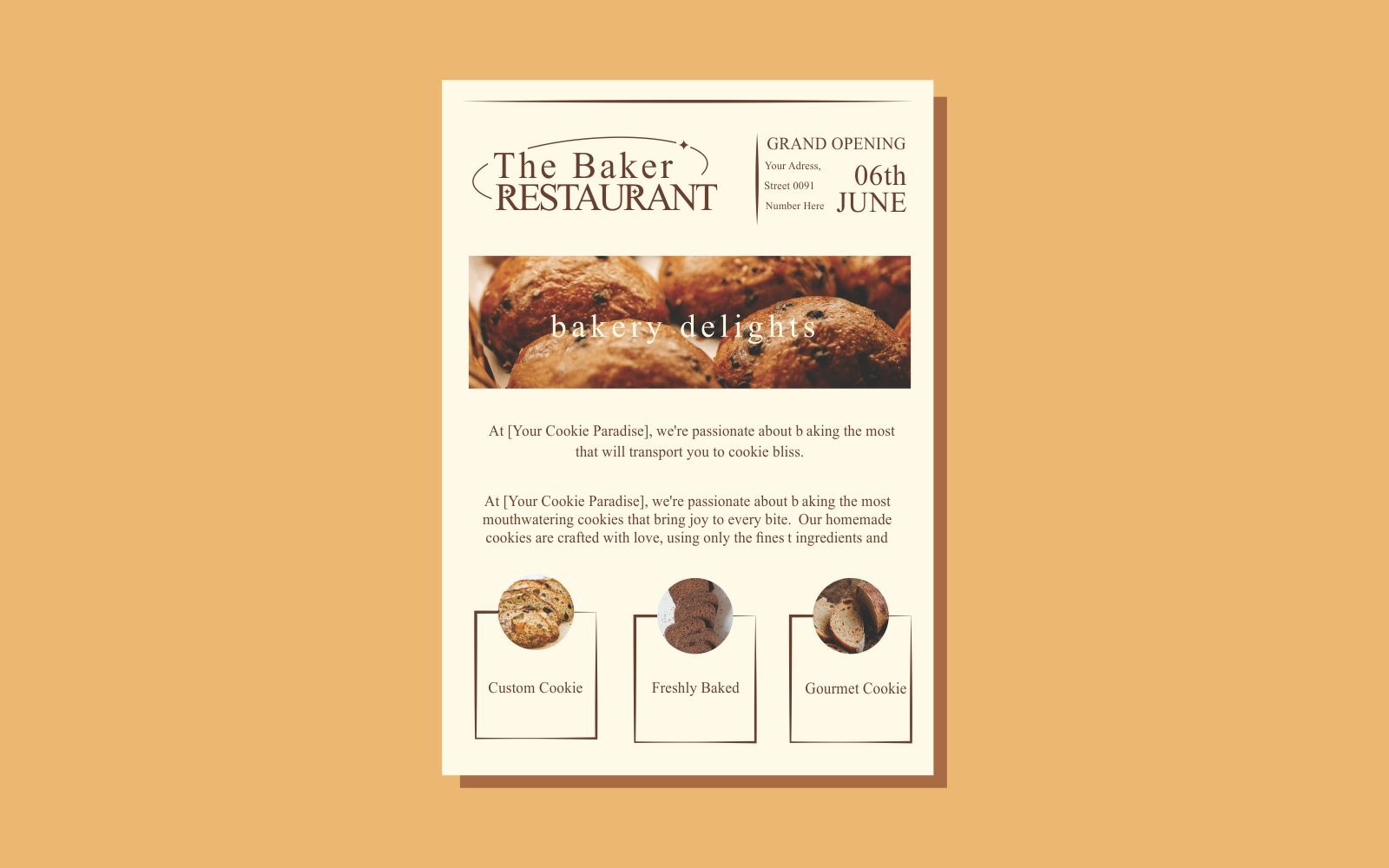 Baker Restaurant Flyer Template #338011 - TemplateMonster