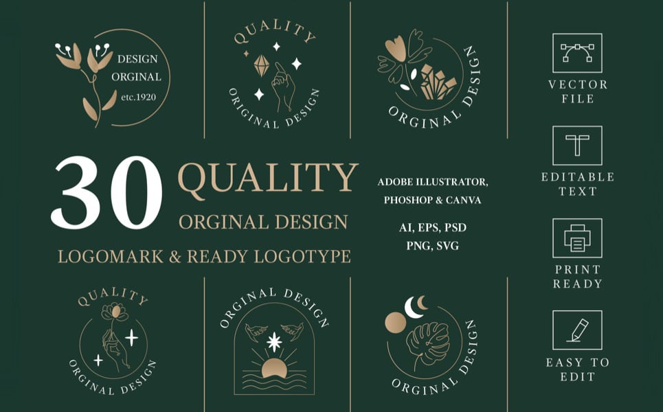 30 Quality Original Design Ready Logos - TemplateMonster