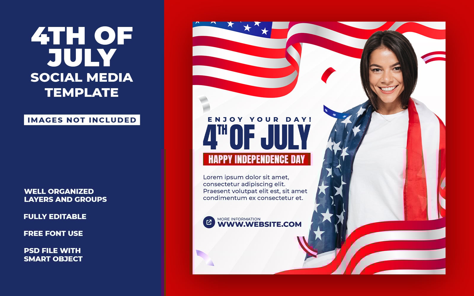 4th of July - Social Media Template - TemplateMonster