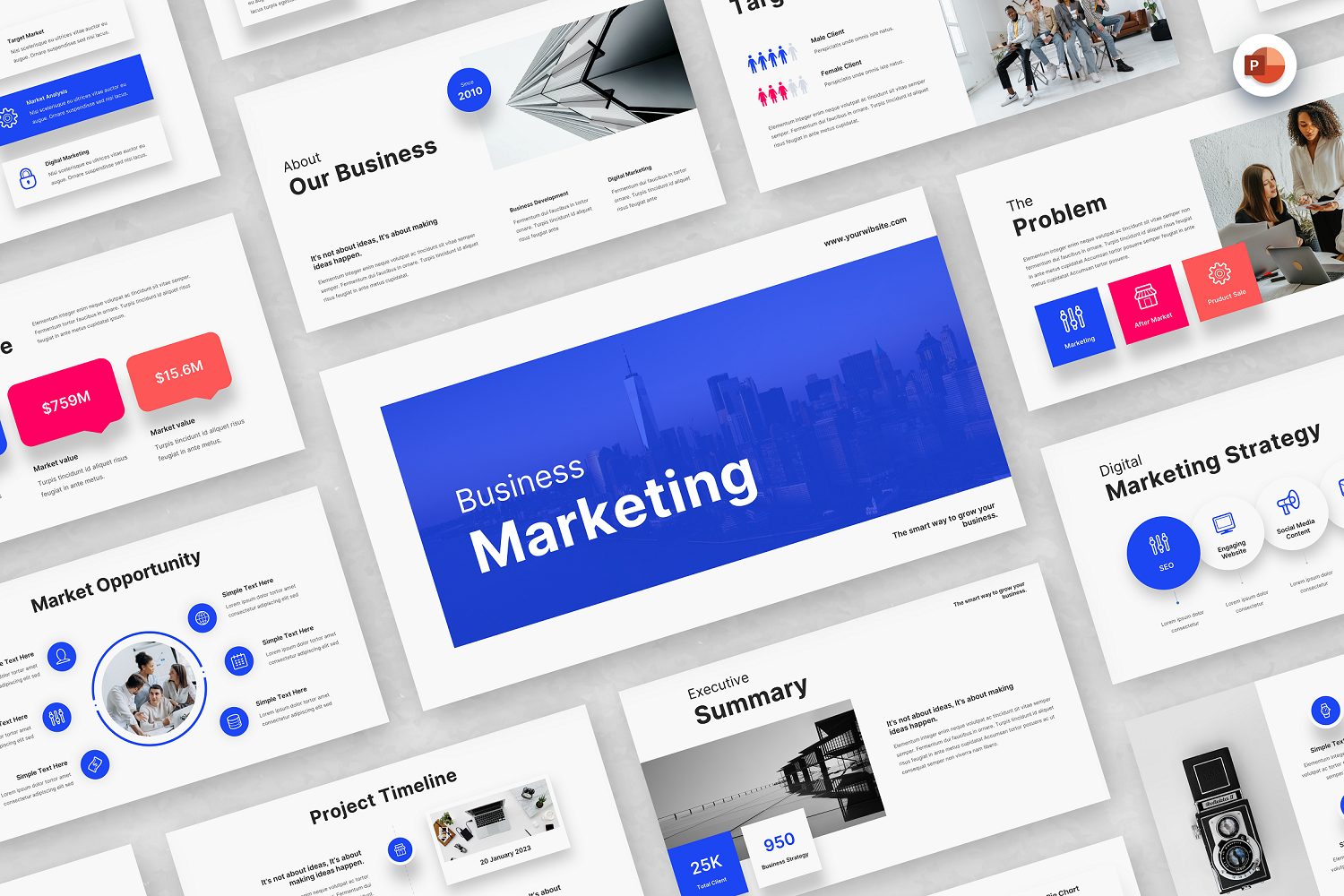 Blu - Modello PowerPoint - Marketing aziendale