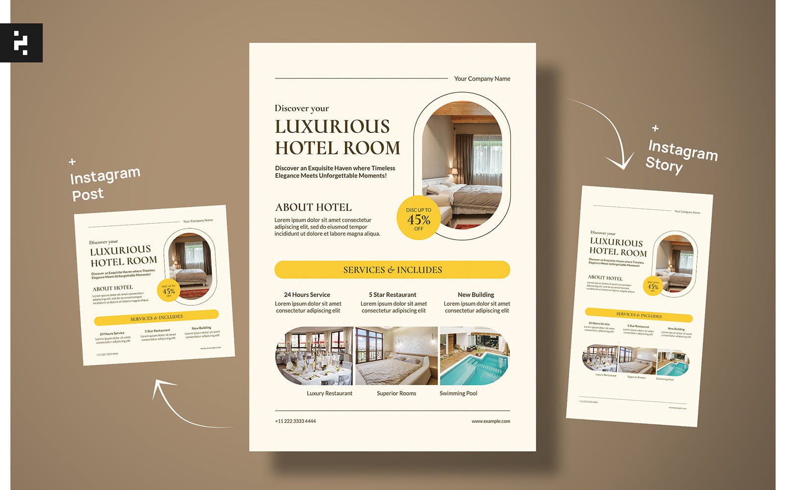 Elegant Minimal Hotel Package Flyer #339219 - TemplateMonster