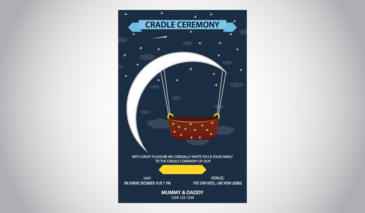 Moon theme Cradle Ceremony Illustration template