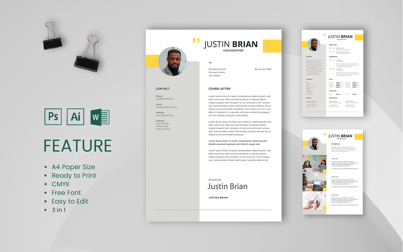 Justin Brian Resume CV 1 Template #339849 - TemplateMonster