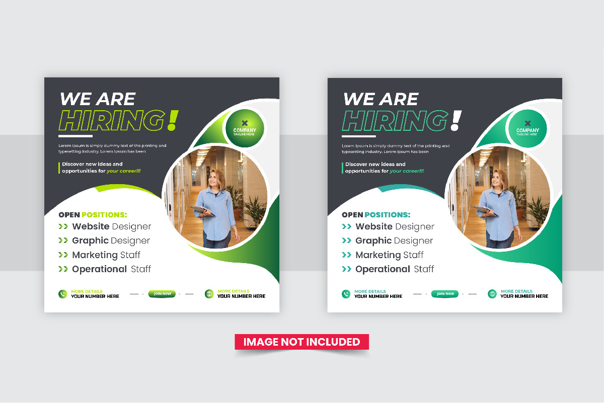 Job vacancy Social Media post Or Digital Marketing Post template layout