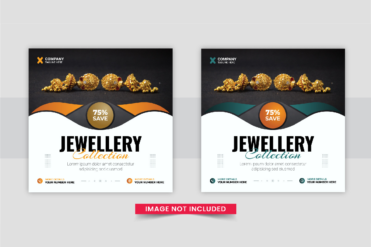 Creative jewellery social media post design template layout