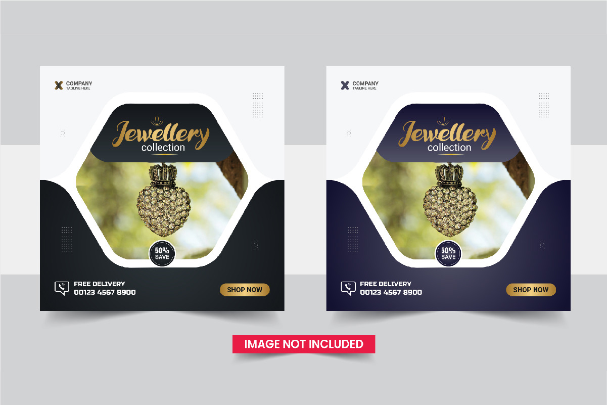 Jewellery social media post design #340043 - TemplateMonster