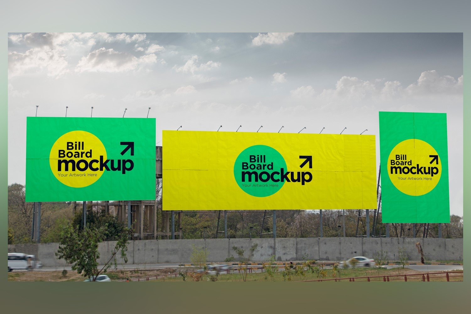 Roadside Billboard Sign Mockup Outdoor Signage Template V 78