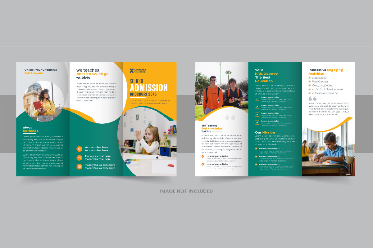Kids back to school admission or Education trifold brochure design ...