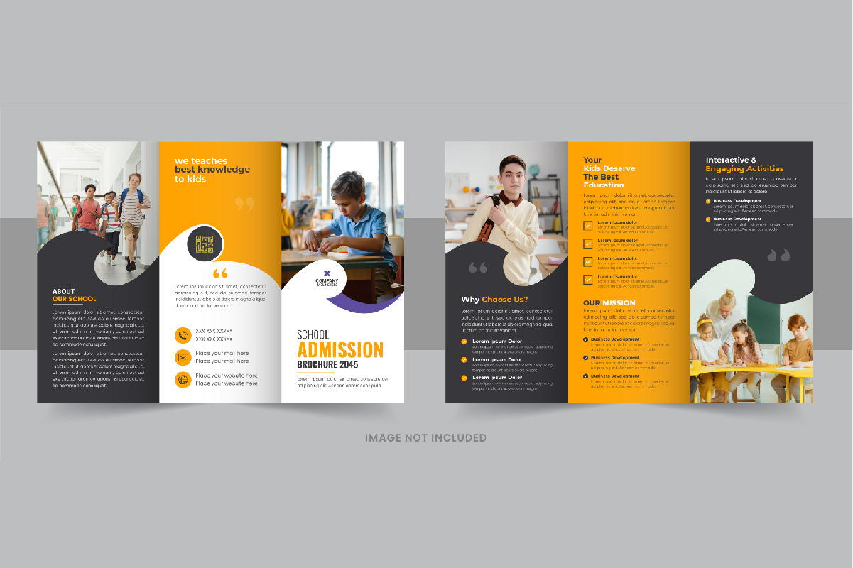 Kids back to school admission or Education trifold brochure design ...