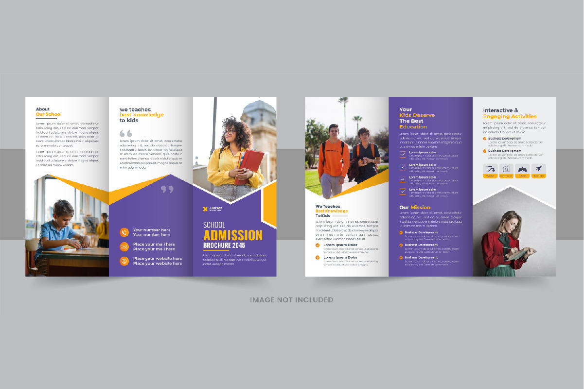 Kids back to school admission or Education trifold brochure template ...