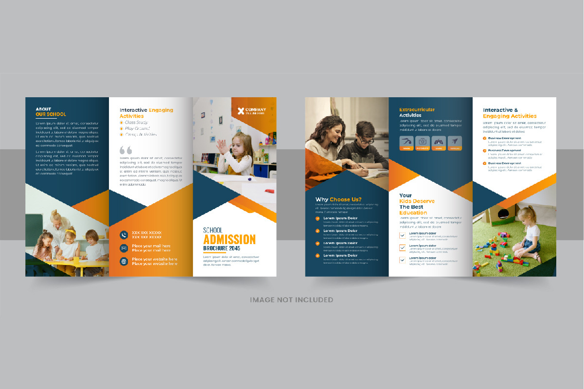 Modern Kids back to school admission or Education trifold brochure ...