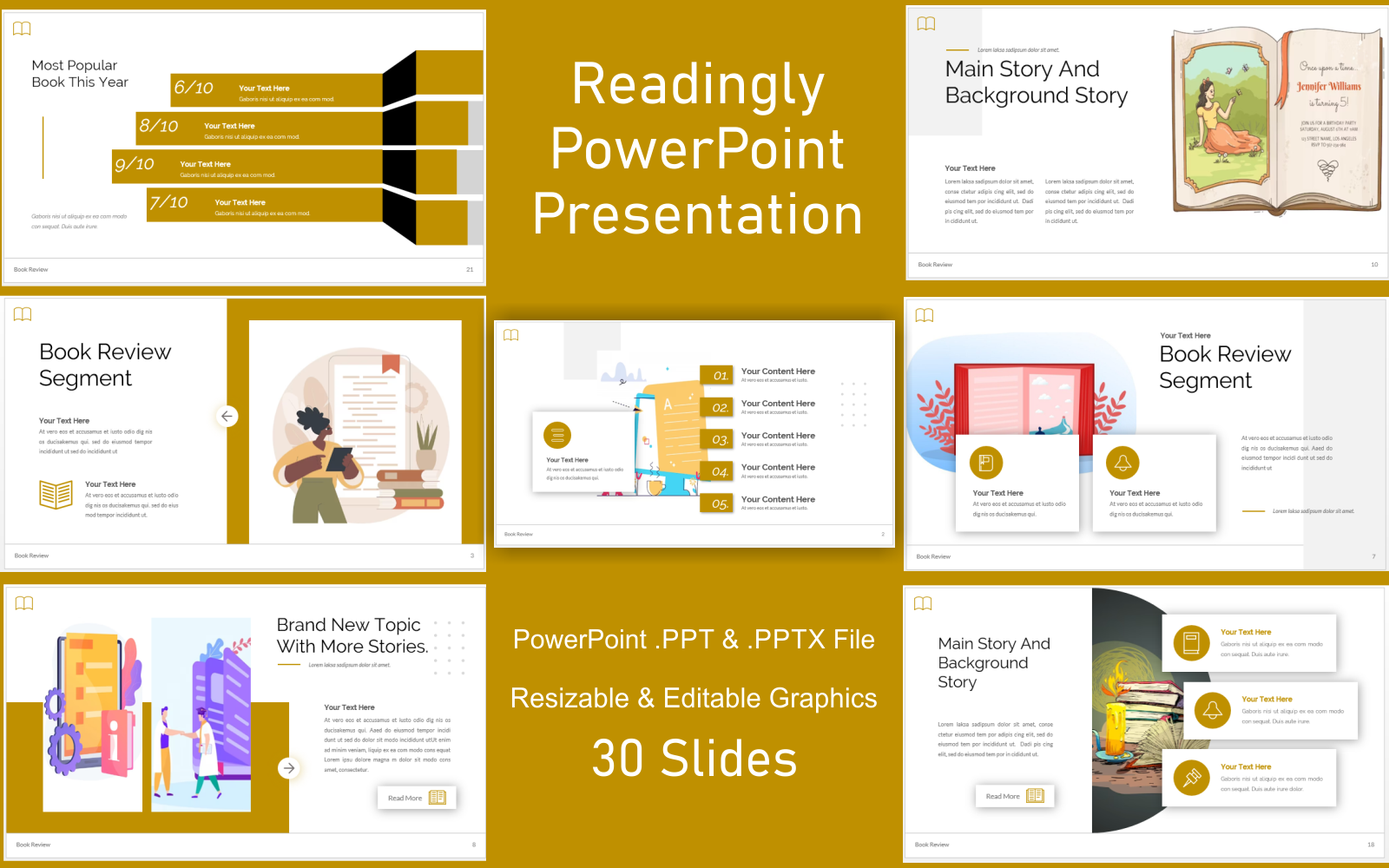 Readingly - Book Review PowerPoint Template - TemplateMonster
