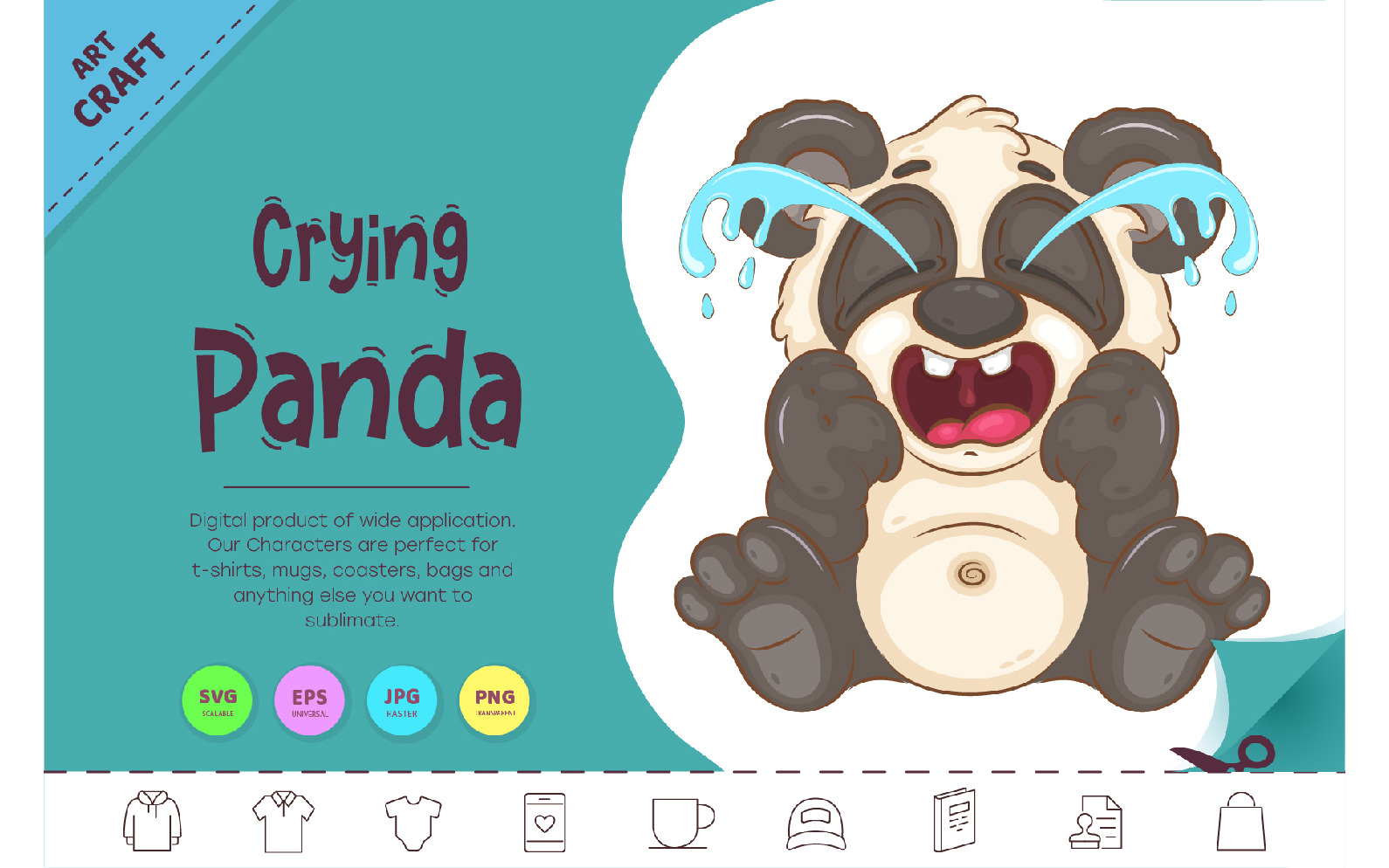Cartoon Crying Panda. Animal Art. #341182 - TemplateMonster
