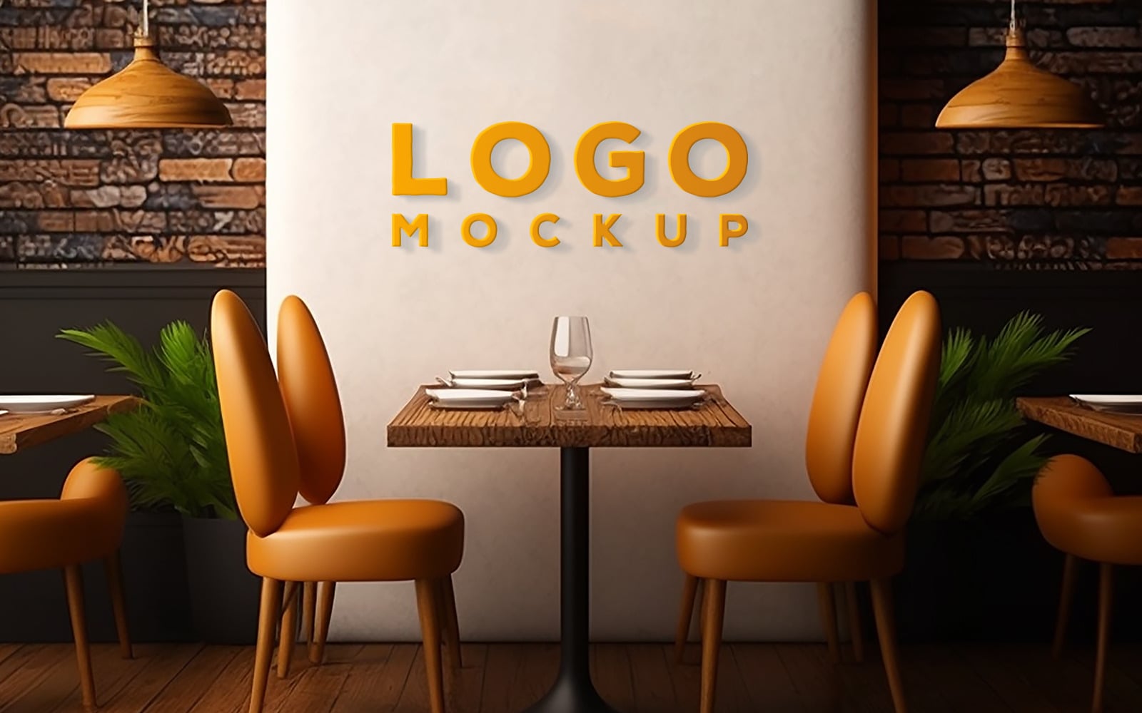 Logo Mockup | Sing Logo Mockup | Luxury Restaurant Mockup | Brick Wall ...
