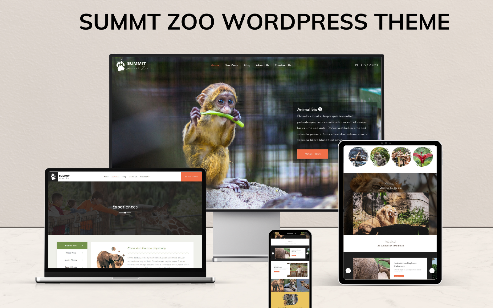 Summit Animal Zoo WordPress Theme #341772 - TemplateMonster