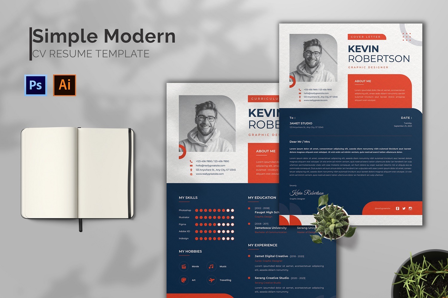 Simple Modern Graphic Designer Resume - TemplateMonster