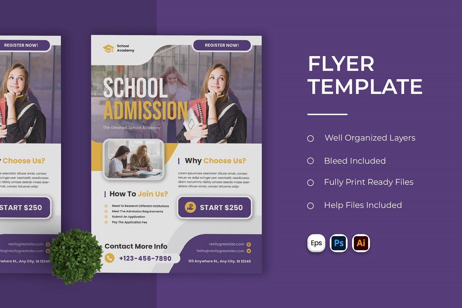 School Admissions Flyer Template #342937 - TemplateMonster