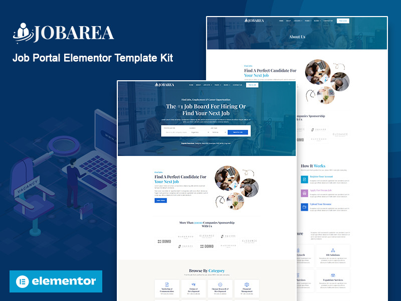 Jobarea - Job Portal Elementor Template Kit - TemplateMonster